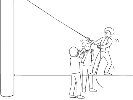 Cable Traversing Challenge With Team Support - Tension Traverse